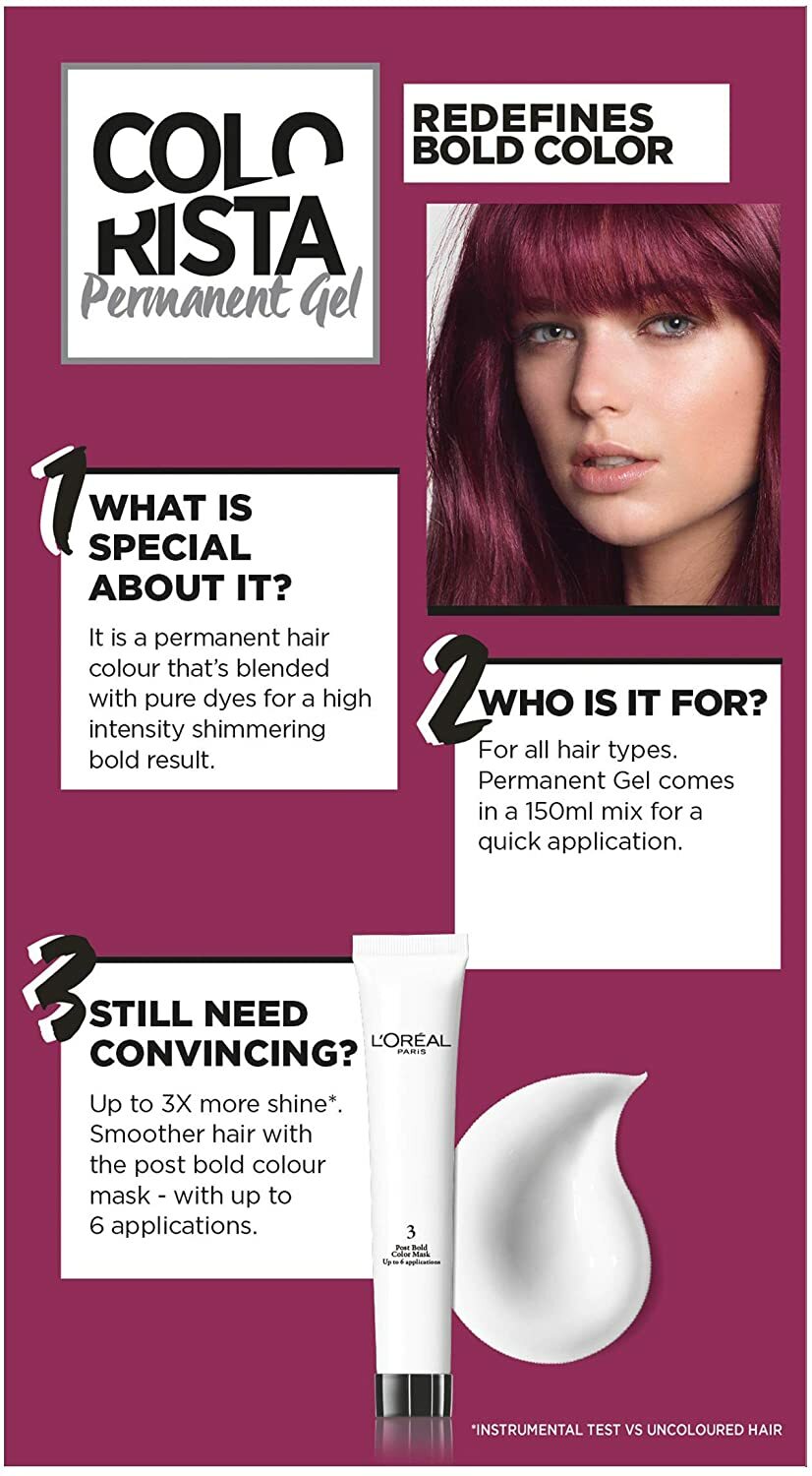 L'Oreal Paris Colorista Permanent Hair Dye Gel Long-Lasting Hair All ...