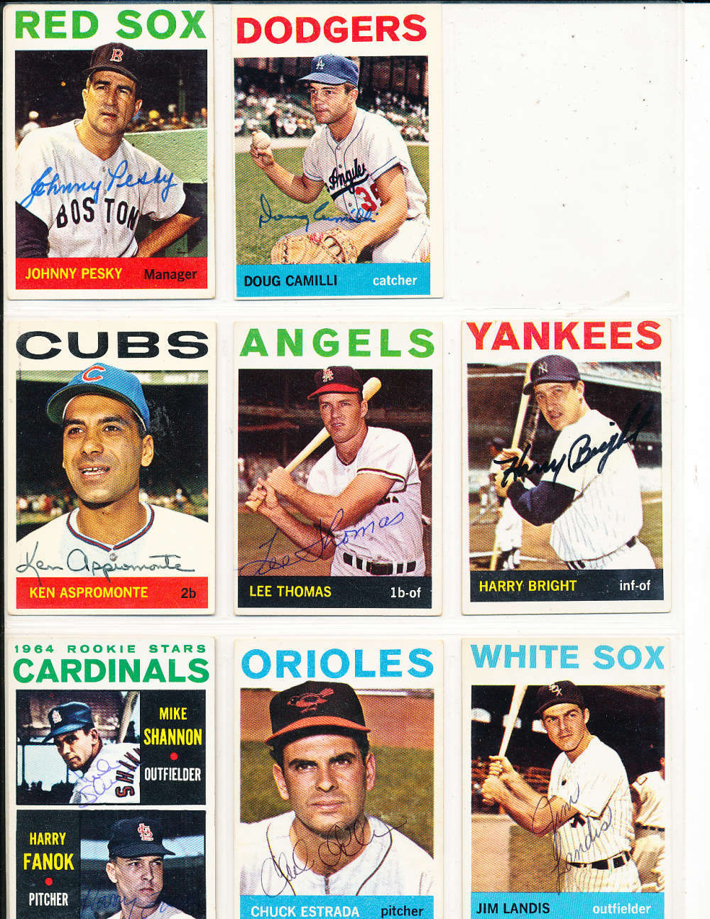 Mike Shannon & Harry Fanok Cardinals #262 1964 Topps Signed Baseball ...