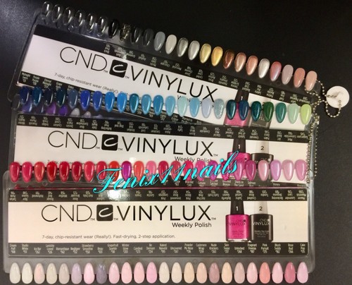 CND VINYLUX Salon NAIL TIP COLOR CHART PALETTE 3pc Set + Chain 138 ...