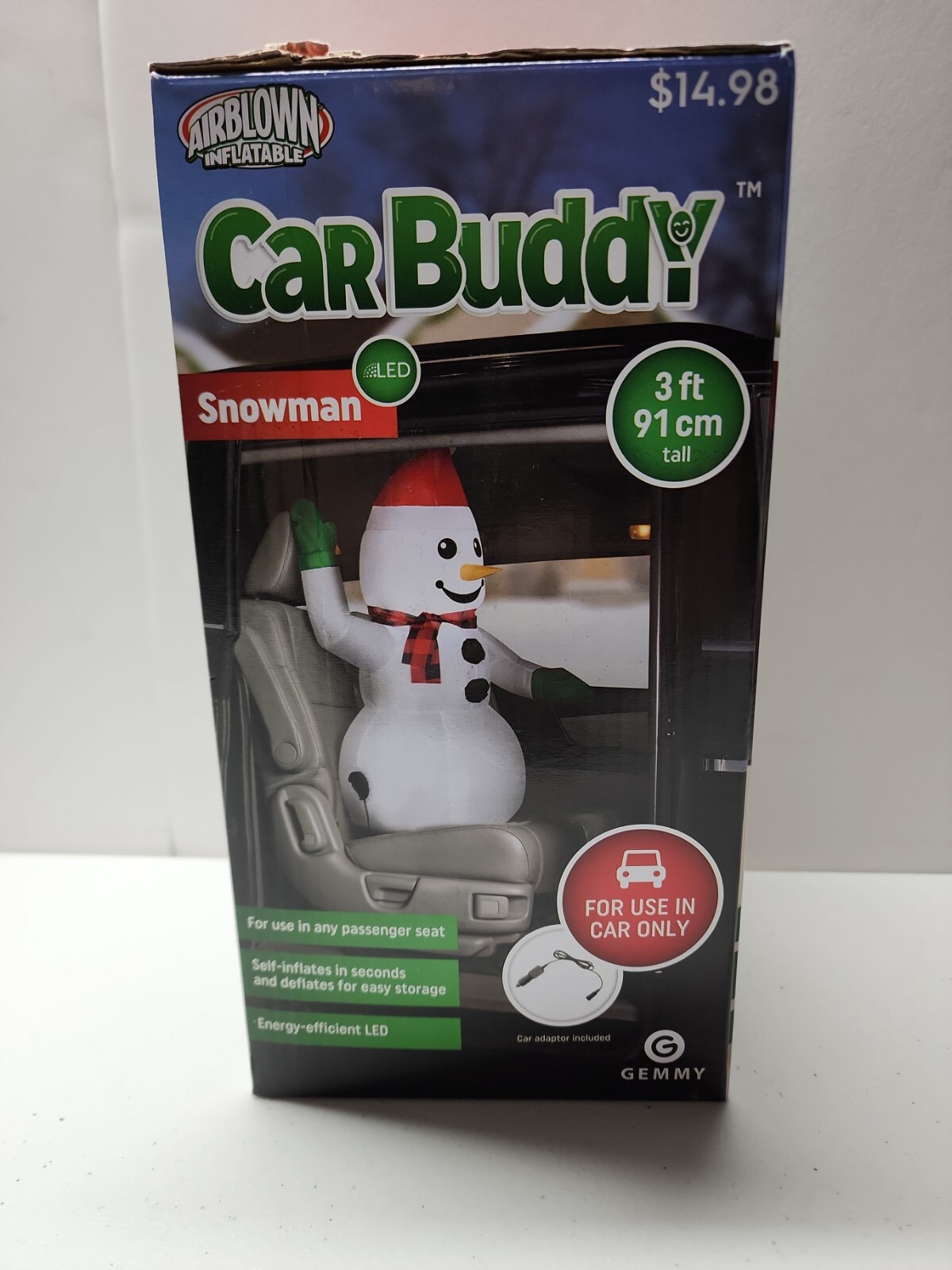 Gemmy Airblown Inflatable Snowman Car Buddy 3 Ft Energy Efficient LED ...