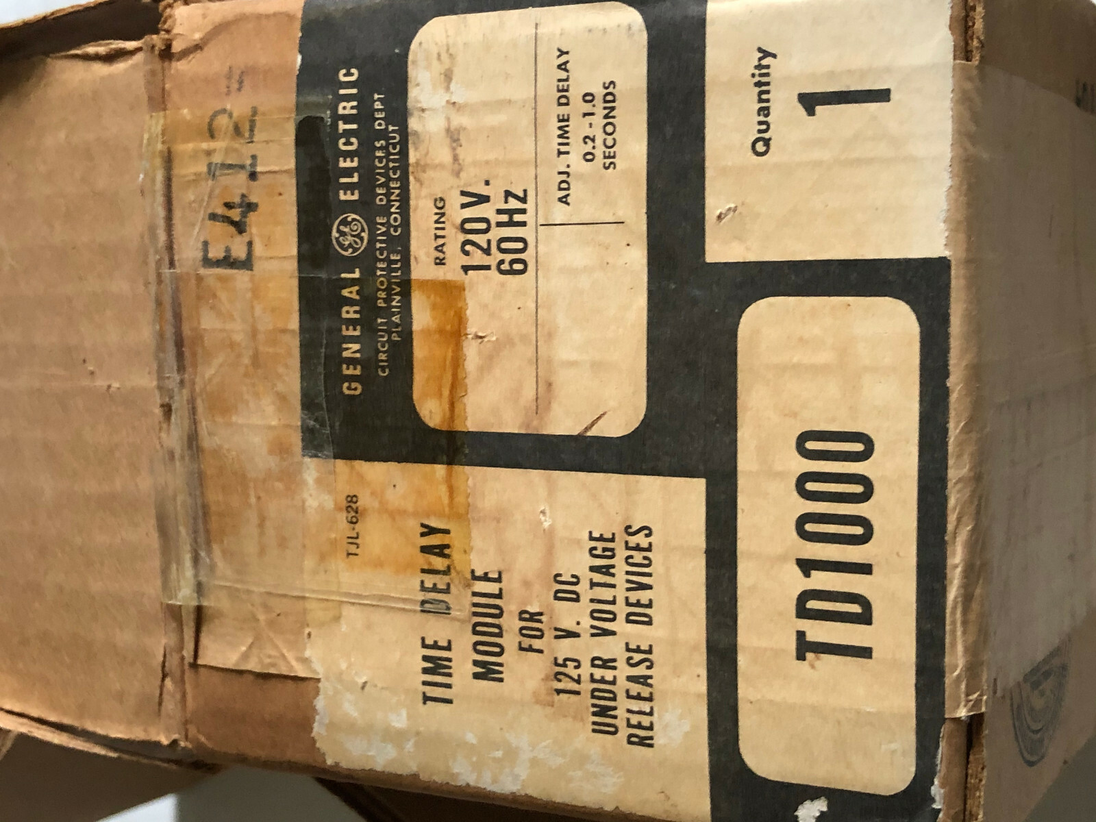 NEW GENERAL ELECTRIC TD1000 TIME DELAY MODULE .1 TO 1.0 SECONDS GE ...