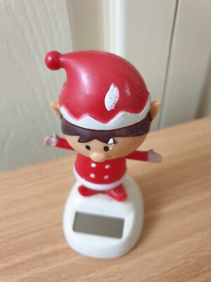 Solar Powered Dancing Winter Cute Elf Bobble Head Collectable | eBay UK