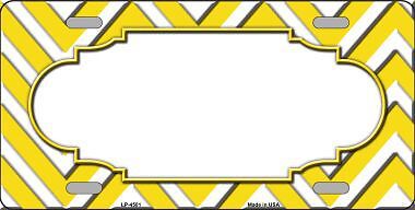Yellow White Chevron Center Scallop Metal Novelty License Plate Tag ...