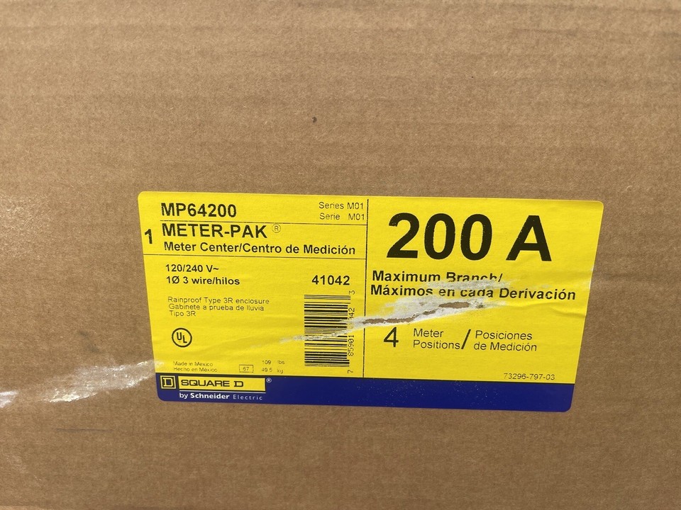 Square d Meter MP64200 4 Gang 600A bus,200A Max. Ring As WEP4412 EUSERC ...