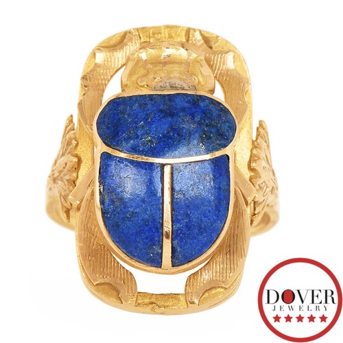Antique Lapis Lazuli 18K Yellow Gold Scarab Beetle Ring 5.7 Grams NR | eBay