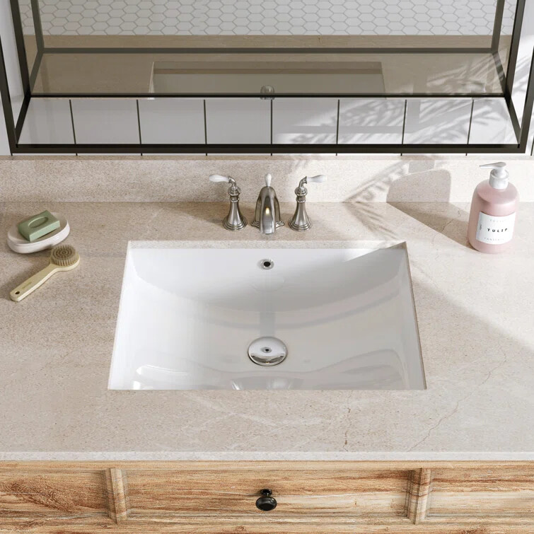 HOROW Undermount Bathroom Sink Ceramic Rectangle/Oval Lavatory Vanity ...
