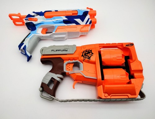 Nerf LOT x2 - N-Strike Elite Split Strike Blaster Pistol & the FlipFury ...