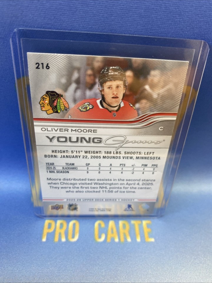 2025-26 Upper Deck Series 1 Young Guns Oliver Moore | eBay