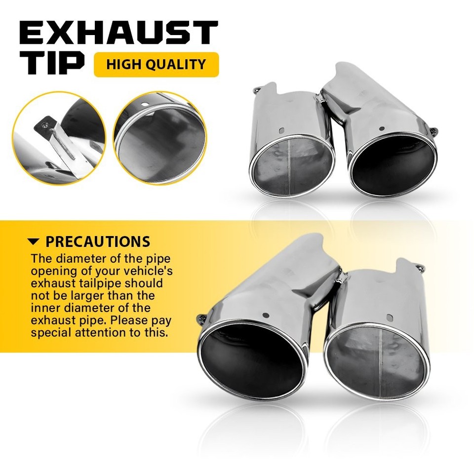 2x Stainless Steel Exhaust Dual Pipe Tip Double Wall For 2018-22 Honda ...