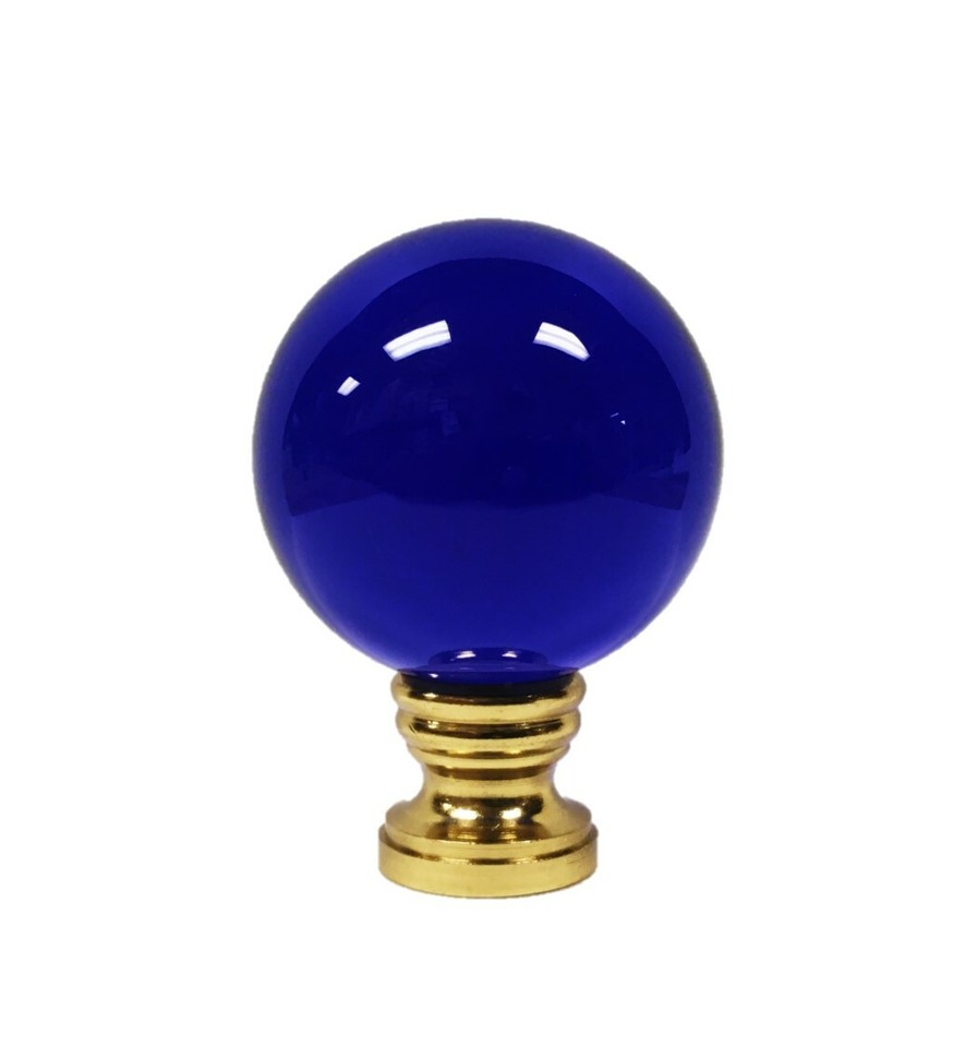 Lamp Finial-LARGE GLASS ORB in 10 Colors-Brass Base, 3 Finishes AB,CH ...