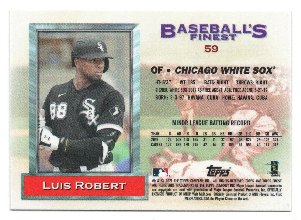 Luis Robert 2020 Finest Flashbacks #59 RC Rookie Card | eBay