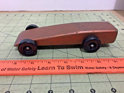 Vintage folk art Pinewood Derby copper colored wedge car Boy Scouts | eBay
