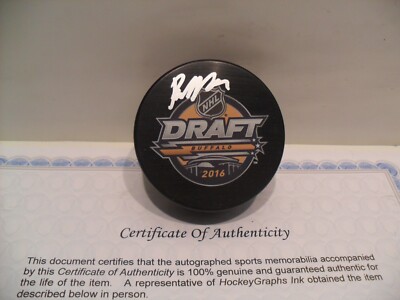 Jesper Bratt Autographed Signed 2016 NHL Draft Puck New Jersey Devils ...