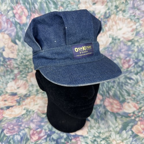 Vintage OshKosh B' Kosh Blue Denim Snapback Train Conductors Hat Cap ...