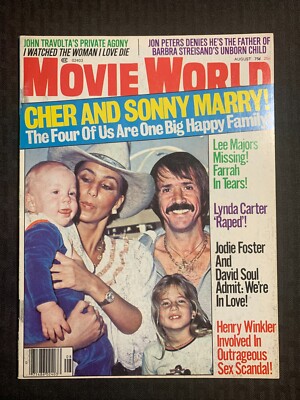 1977 Aug MOVIE WORLD Magazine FN 6.0 Sonny Cher / Lynda Carter / Farrah ...