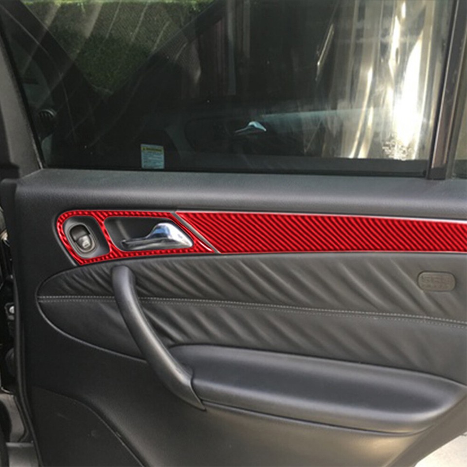 12Pcs For Mercedes-Benz W203 Red Carbon Fiber Interior Door Control ...