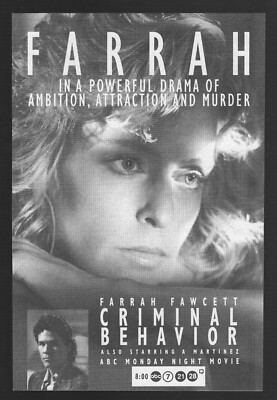 ORIGINAL TV MOVIE PROMO AD FARRAH FAWCETT & A MARTINEZ in CRIMINAL ...