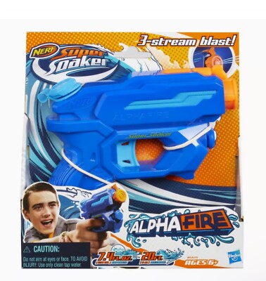NERF Alpha Fire Super Soaker Water Gun 3 Stream Blast 20ft Hasbro Toy ...