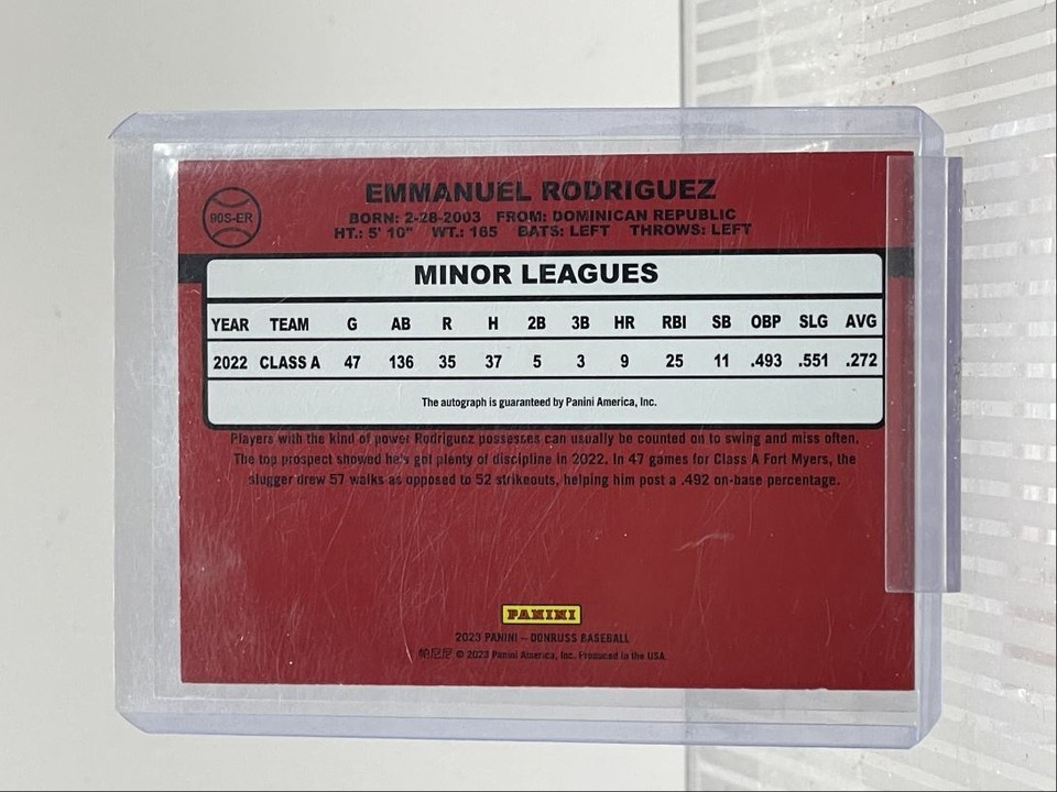 EMMANUEL RODRIGUEZ 2023 DONRUSS BASEBALL RETRO AUTOGRAPH RED AUTO /49 ...