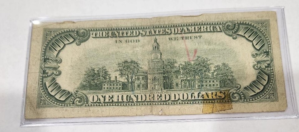 1969 C 100 Dollar Bill - Vintage Small Face Note - Boston - Circulated ...