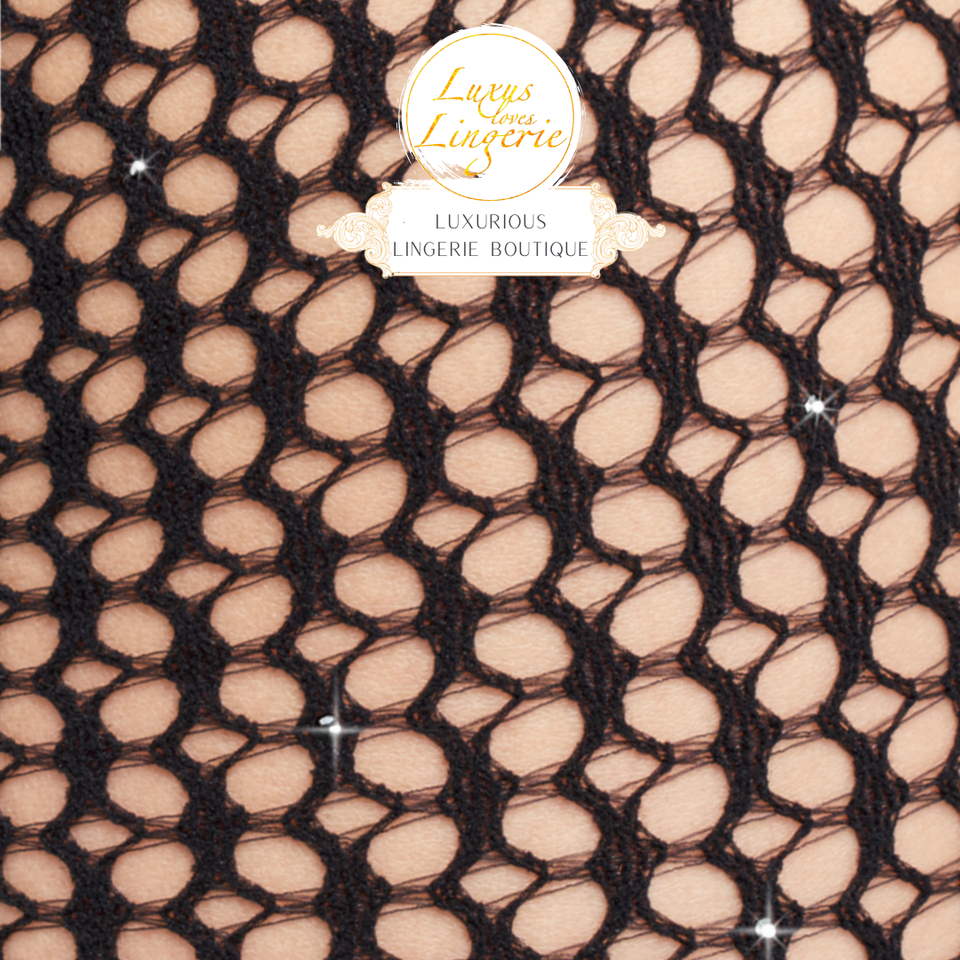 Jeanne Tights Wolford M Hematite Black Net Tights With Swarovski ...