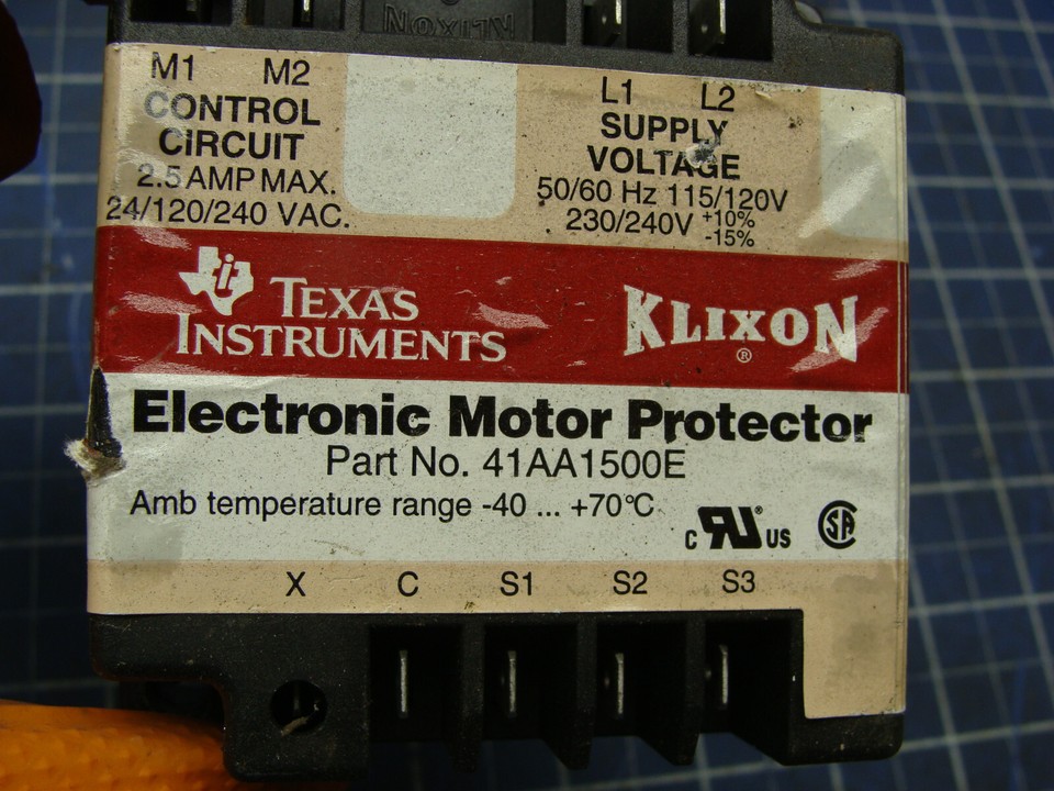 TEXAS INSTRUMENTS KLIXON ELECTRONIC MOTOR PROTECTOR 41AA1500E 2.5A 120 ...