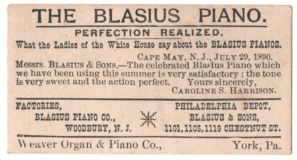 1893 Benjamin Harrison U.S. Presidents Card Trade Card Like Mayo ...