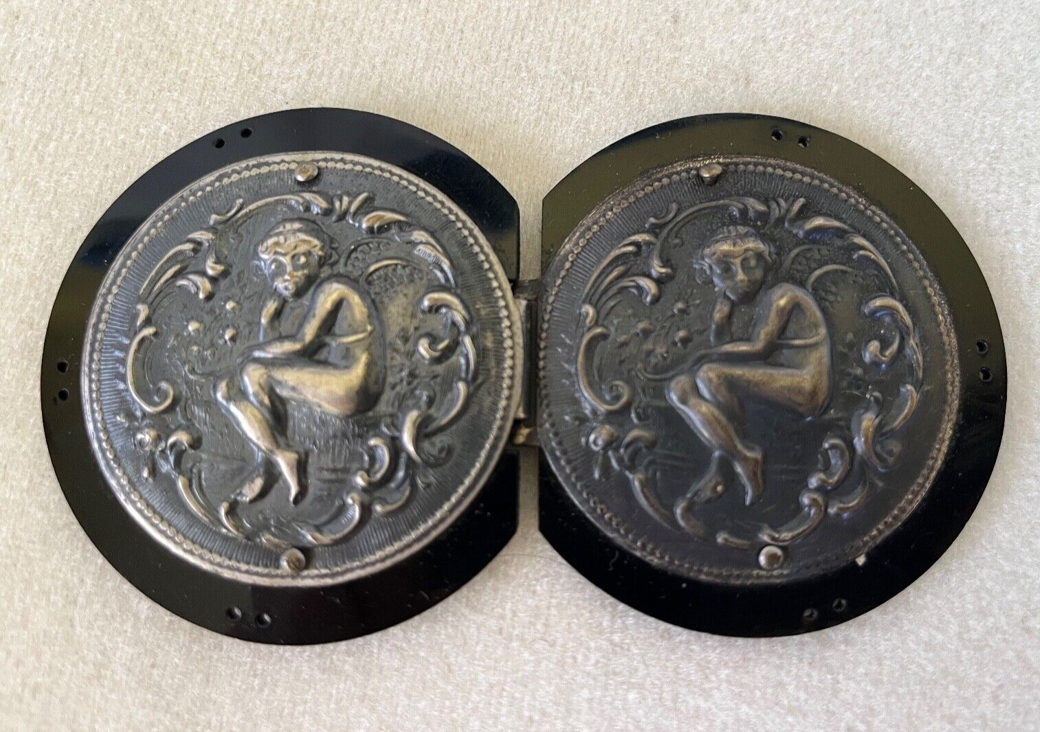 Antique Large Cape, Coat, Clasp Figural Cherub Cupid,… - Gem