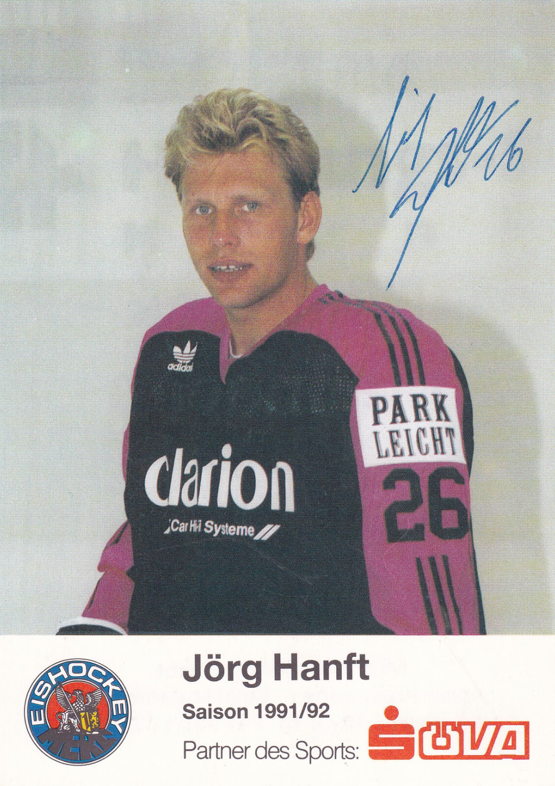 Autogramm -Jörg Hanft (MERC Mannheim) - Eishockey - 1991/1992 | eBay