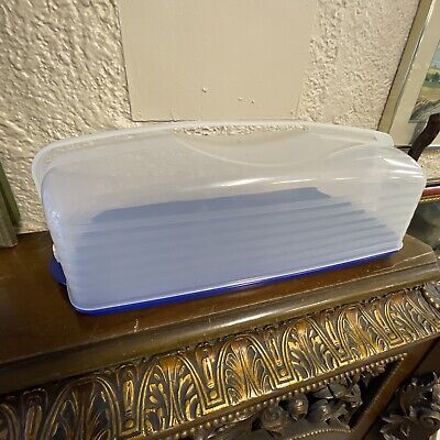 Tupperware Bake & Take Rectangular Container to Go Built in Handle Blue ...
