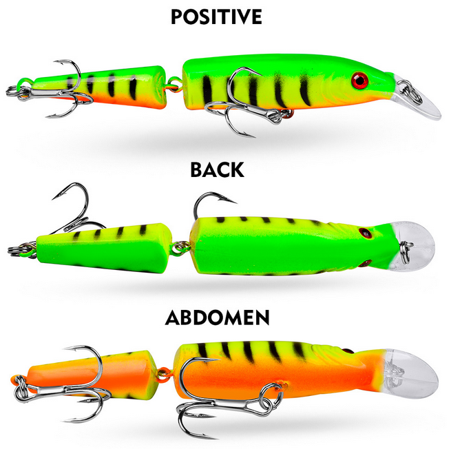 5Pcs Trolling Bait Minnow Fishing Lure 2-Segment Bass Crankbait Tackle ...