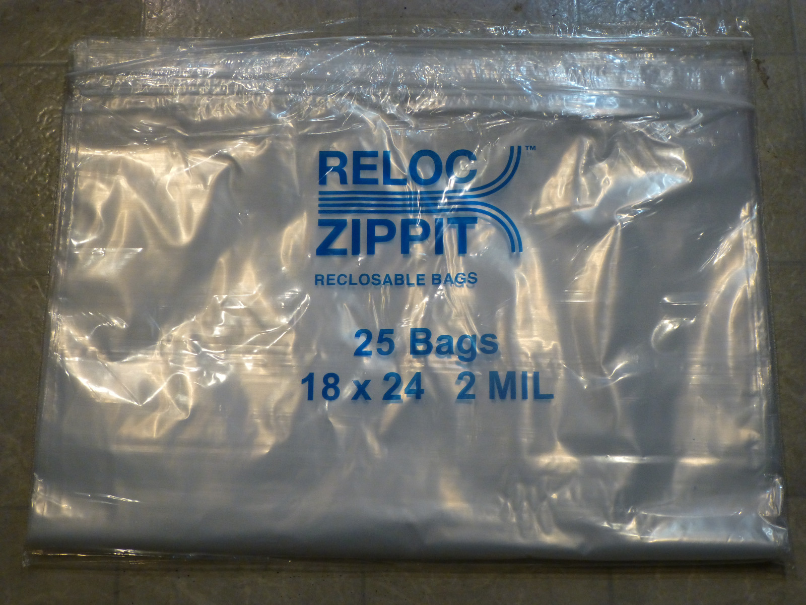 (25) Reloc ZIPPIT Reclosable Bags 18" x 24" 2 mil Clear Plastic zip ...