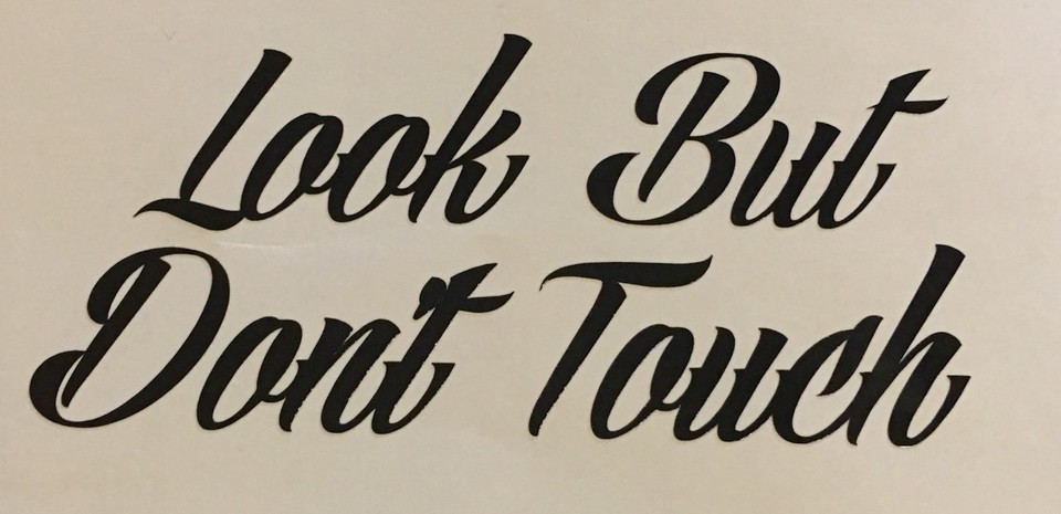 2 look but dont touch window glass decals 4"x1.75" vintage chevy ...