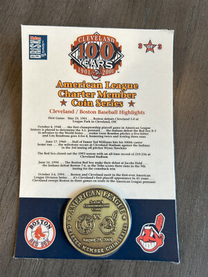 Cleveland Indians American League Charter Member Coin 3 Boston Red Sox ...