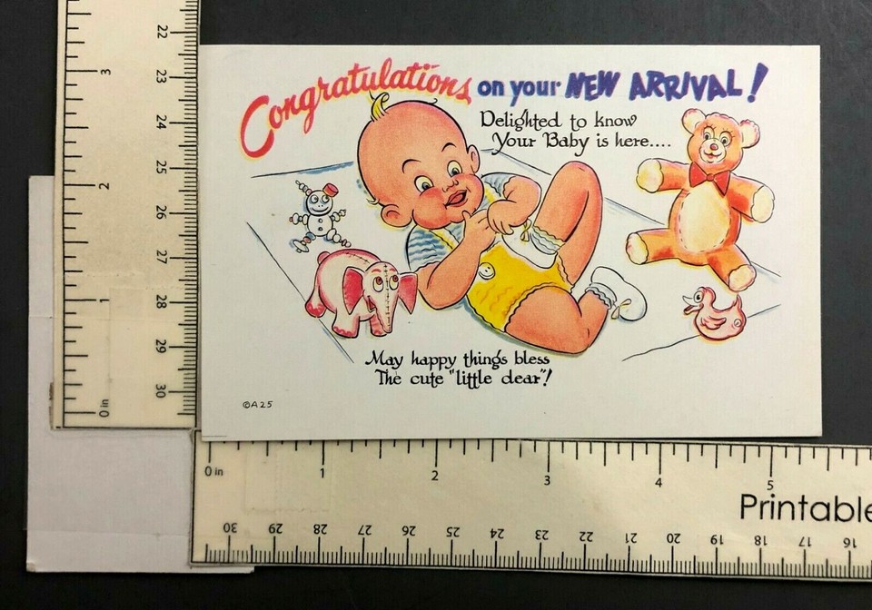 A Noble New Born Baby Congratulations Comic Postcard Stuffed Animals ...