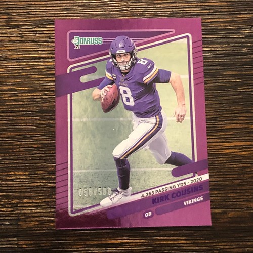2021 Donruss Kirk Cousins /500 Purple Foil Stat Line Parallel Holo ...