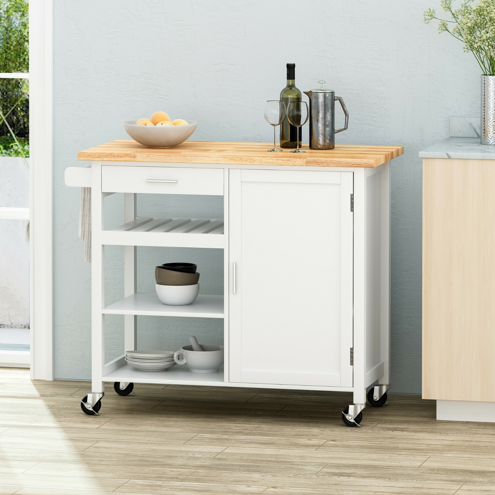 Carmelina Contemporary Kitchen Cart with Wheels | eBay