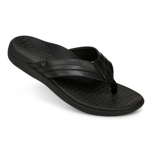 Vionic Men's Tide II Toe Post Sandal Black Leather - I9342L2001, Black ...