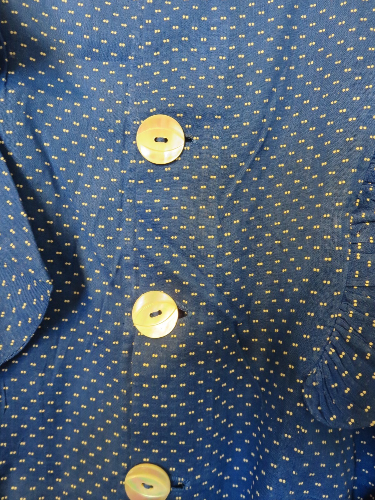 antique vintage 1930's pinafore dress royal blue dott… - Gem