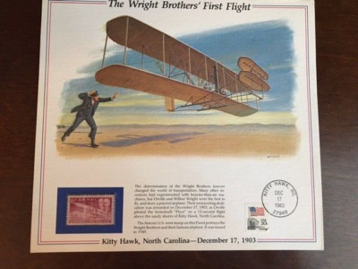 THE WRIGHT BROTHERS' FIRST FLIGHT USPS PANEL 1983 KITTY HAWK WITH 1949 ...