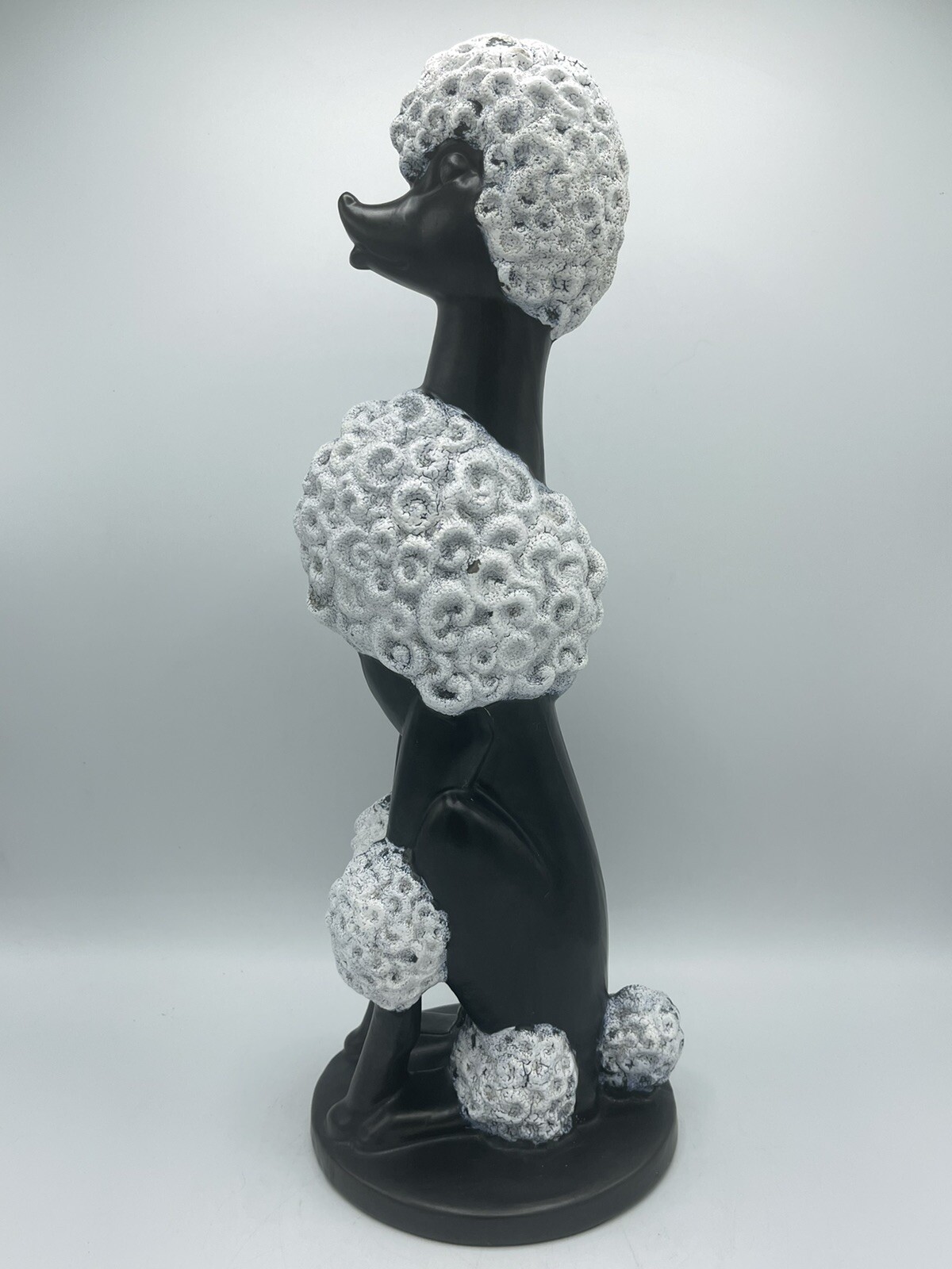 VINTAGE ROYAL HAEGER POODLE DOG STATUE LARGE 18" BLACK WHITE ART DECO ...