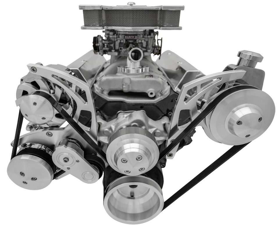 Small Block Chevy Serpentine Conversion SBC 350 SPRING LOADED TENSIONER ...