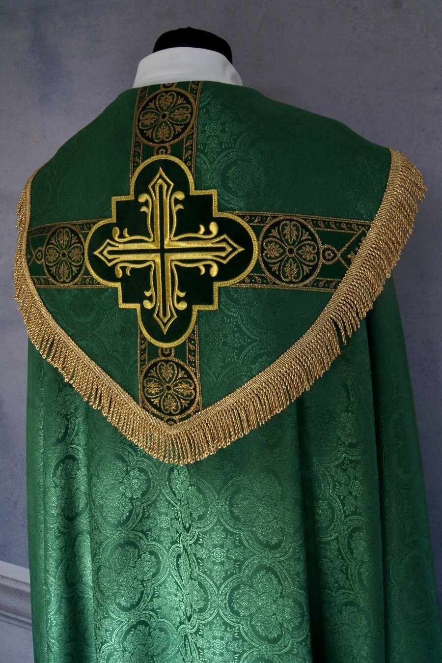 COPE Gothic style Vestment, Green Damask, orphrey, embroidered | eBay
