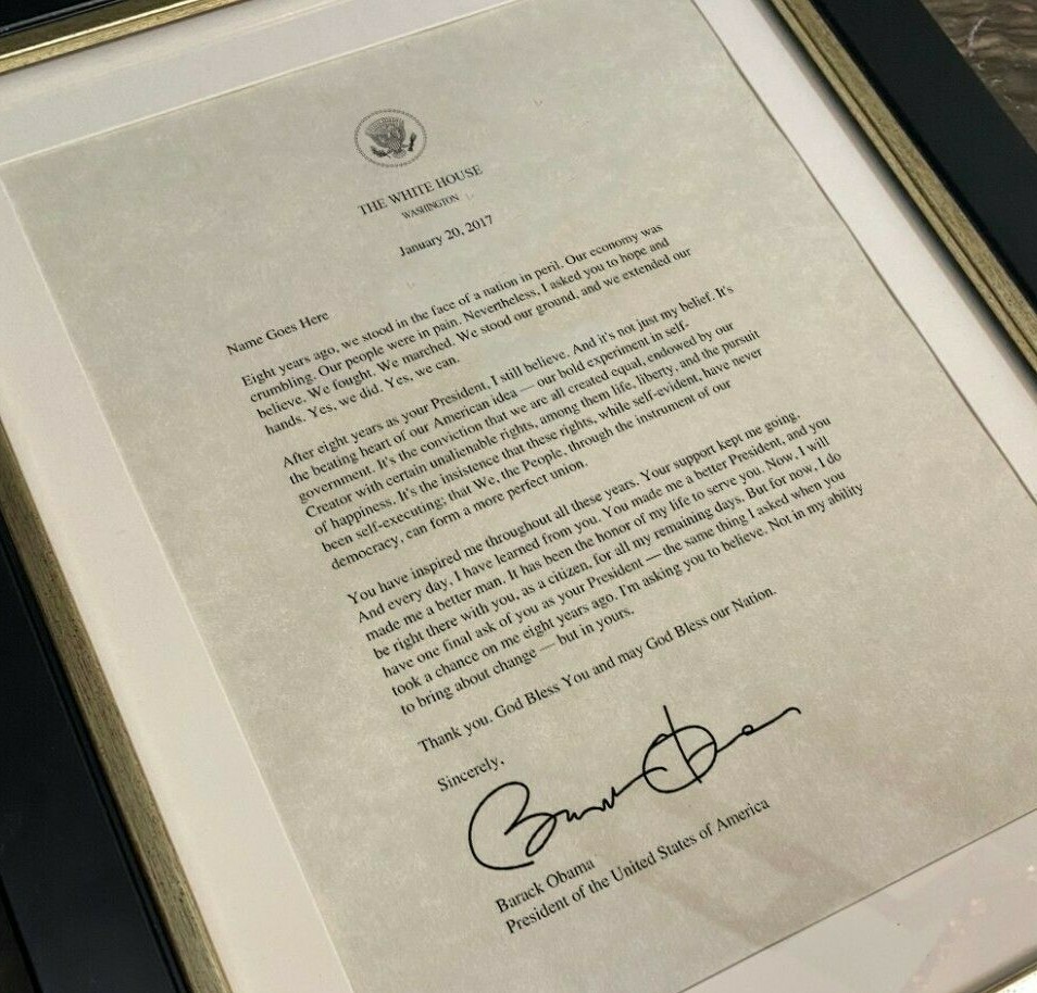 SIGNED Barack Obama Personalized Presidential White House Letter ...