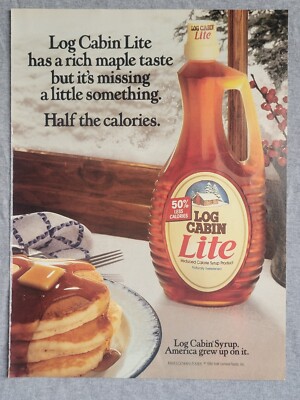 1990 Magazine Advertisement Page Log Cabin Lite Syrup Pancakes Vintage ...