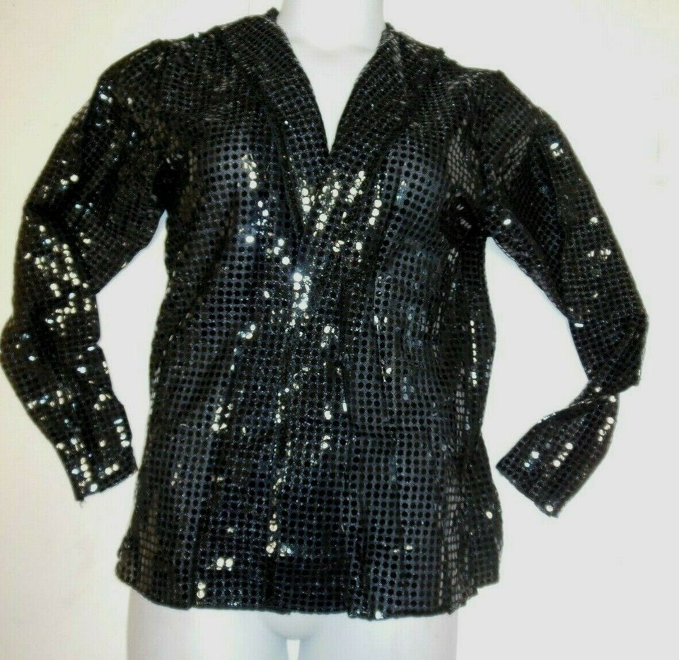 Black Sequin open Shirt Jacket Long Sleeve ch/ladies Men OVR 40 n stock ...