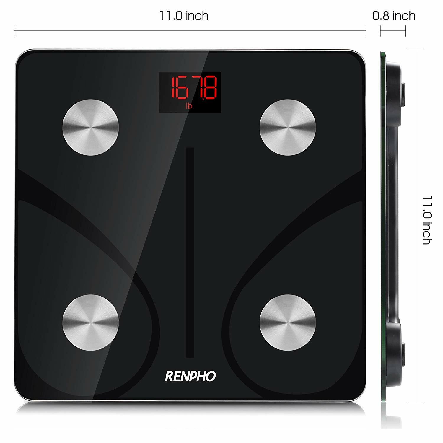RENPHO Bluetooth Body Fat Scale Smart BMI Scale Digital Bathroom ...