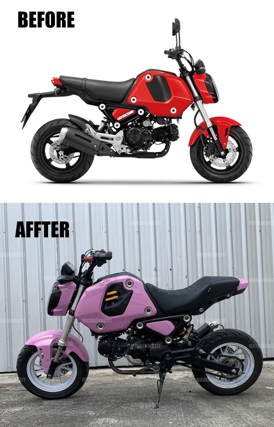 PASTEL PINK FULL PLASTIC PANEL FAIRING BELLY PAN FRAME FOR HONDA GROM ...