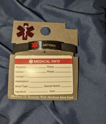 NEW! Asthma Medical Alert bracelet and medical alert card | eBay