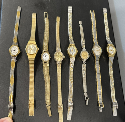 8 Thin Metal Bands Ladies Delicate Wrist Watch Milan Bill Blass Elgin ...